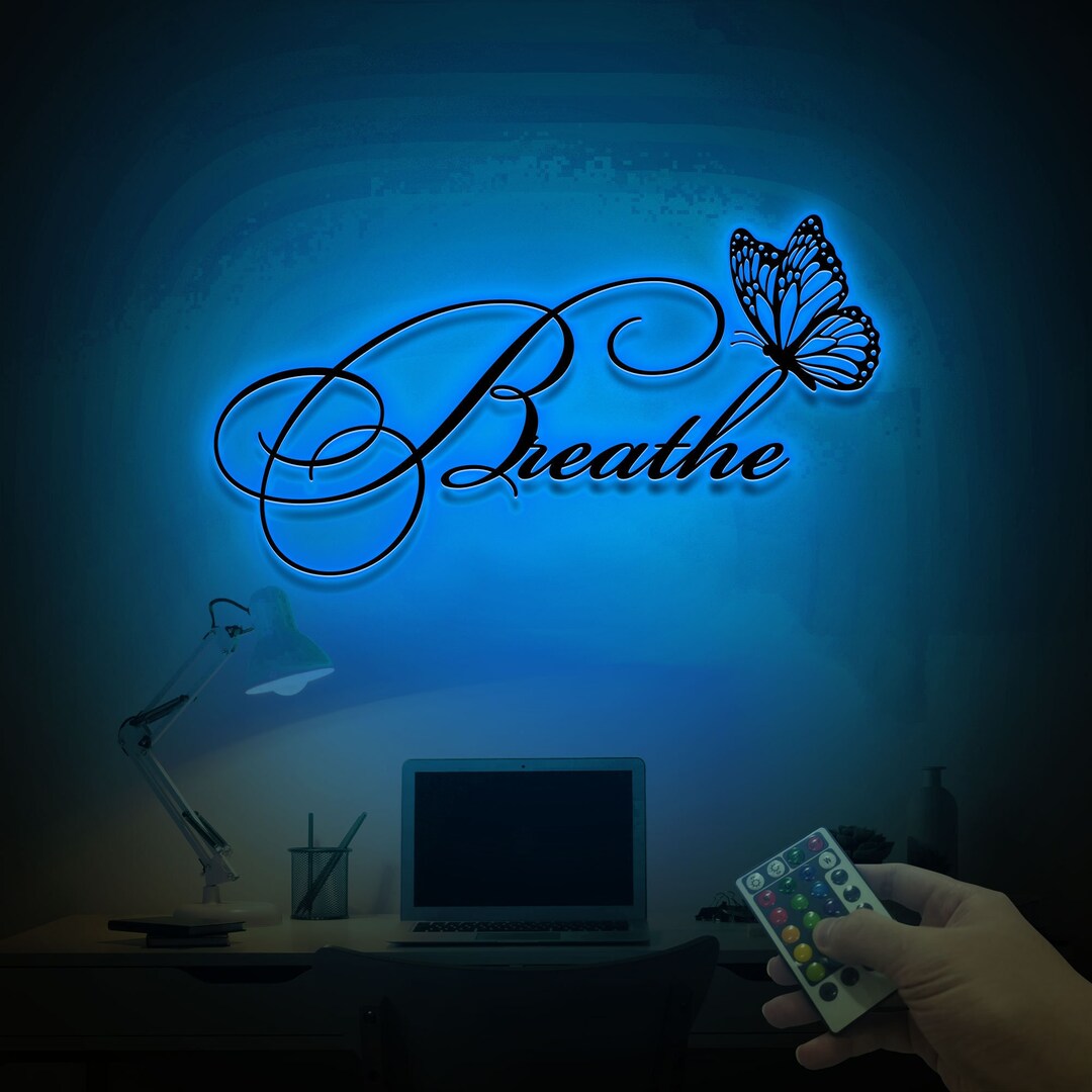 Breathe Butterfly Metal Wall Art With Led Lights, Breathe Wall Decor ...