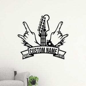 Custom Metal Rock and Roll Sign With Led Light, Rock N Roll Wall Art ...