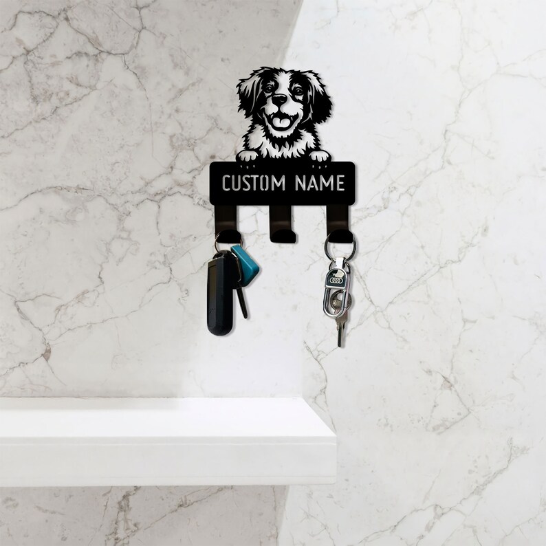 Brittany Dog Key Holder, Stainless Steel Metal Leash Hanger - Etsy