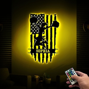 US Cheerleader Metal Sign Led Light, Cheerleading Gifts, Xmas Birthday ...