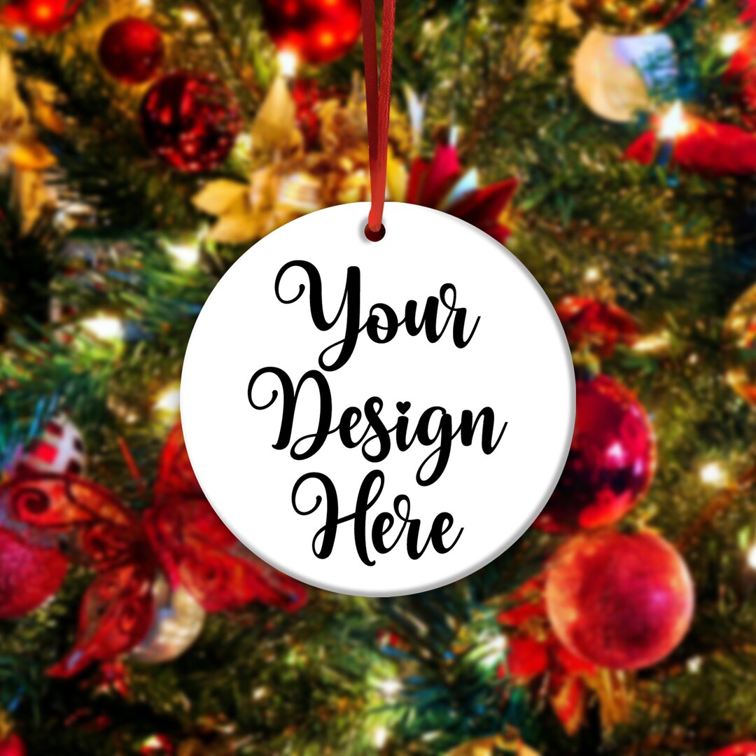 Custom Your Design Ornament, Ceramic Christmas Ornaments, Mockup Bundle ...