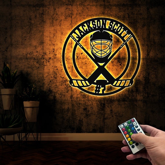 Personalized Goalie Hockey Monogram Sign Led Lights Goalie | Etsy