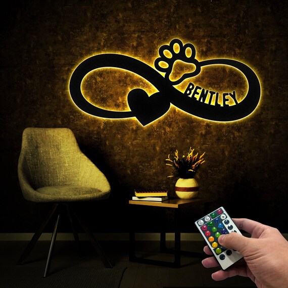 Custom Infinity Dog With Heart and Paw Metal Wall Art With - Etsy
