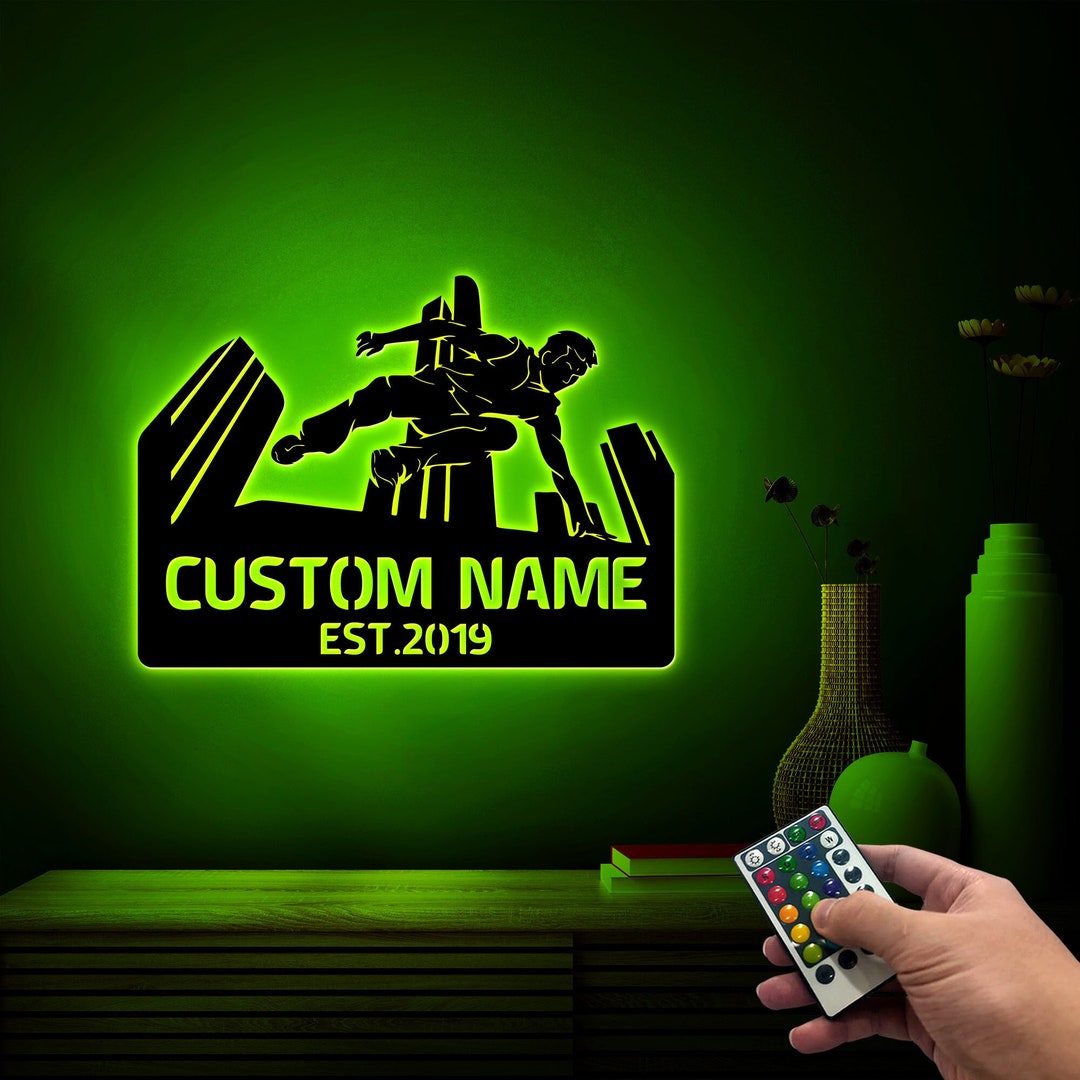 Custom Metal Parkour Sign With Led Light, Parkour Gift Parkour Wall Art ...