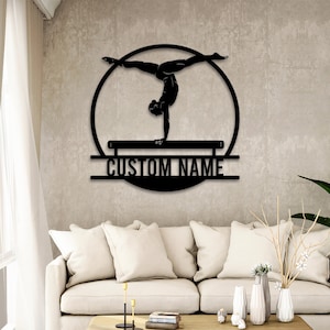 Girl Gymnastics Sign Metal Wall Art Led Light, Gymnast Name Sign, Xmas ...