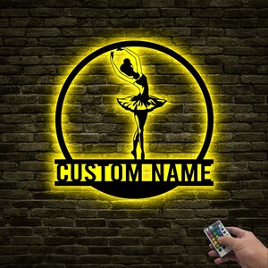 Girl Ballet Dancer Metal Sign Led Light, Ballerina Wall Art, Ballet ...