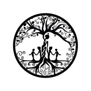 Mother With Children Wall Decor, Metal Tree of Life, Tree of Life Decor ...