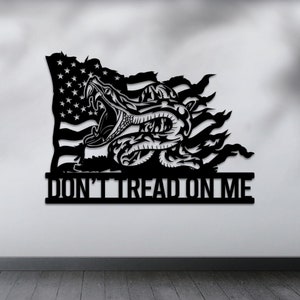 Gadsden Flag Metal Sign With LED, Distressed Snake Flag Wall Decor - Etsy