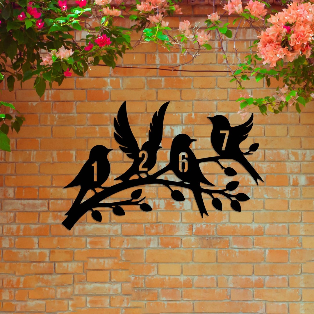 Bird House Number Custom Metal Sign, Metal Address Sign, Address ...