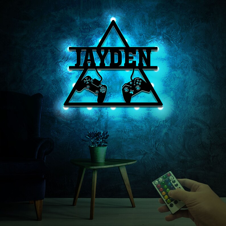 Personalized Game Controllers Metal Wall Art With Led Lights - Etsy