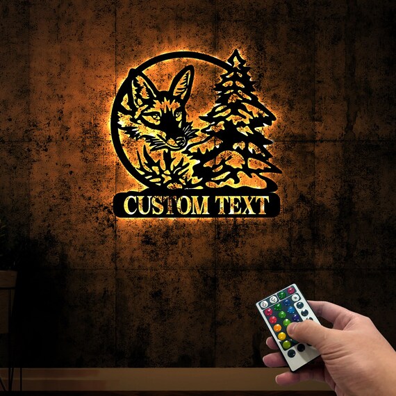 Custom Fox Winter Metal Wall Art With Led Lights Fox - Etsy