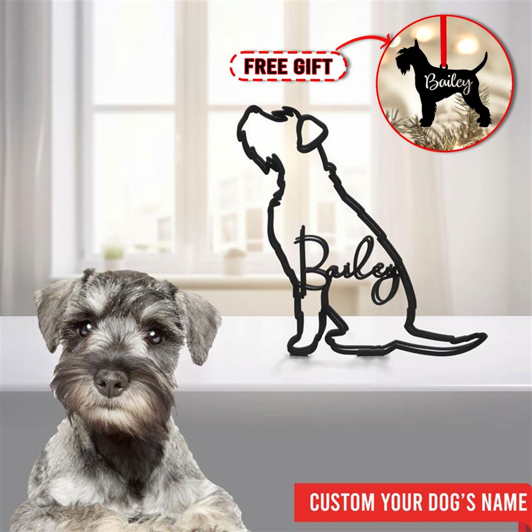 Miniature Schnauzer Sitting Metal Table Sign, Minimalist Sculpture ...