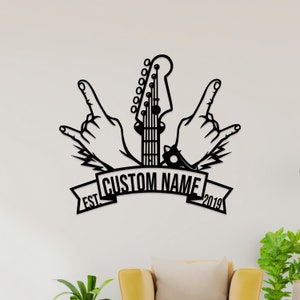 Custom Metal Rock and Roll Sign With Led Light, Rock N Roll Wall Art ...