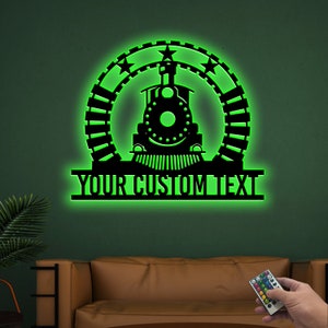Personalized Locomotive Train Destination Metal Wall Art With Led ...