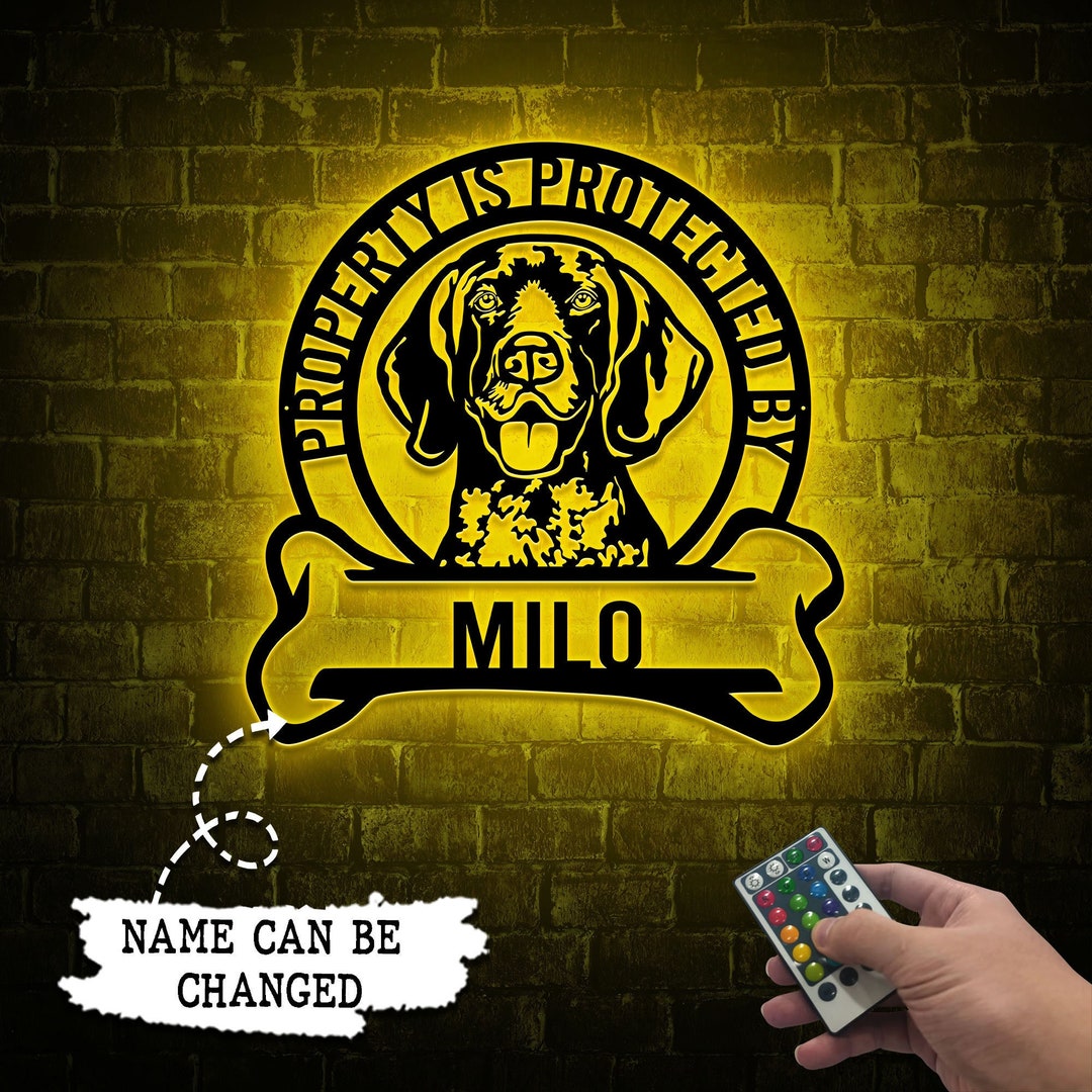 German Shorthaired Pointer Warning Sign Led Light, Property Protected ...