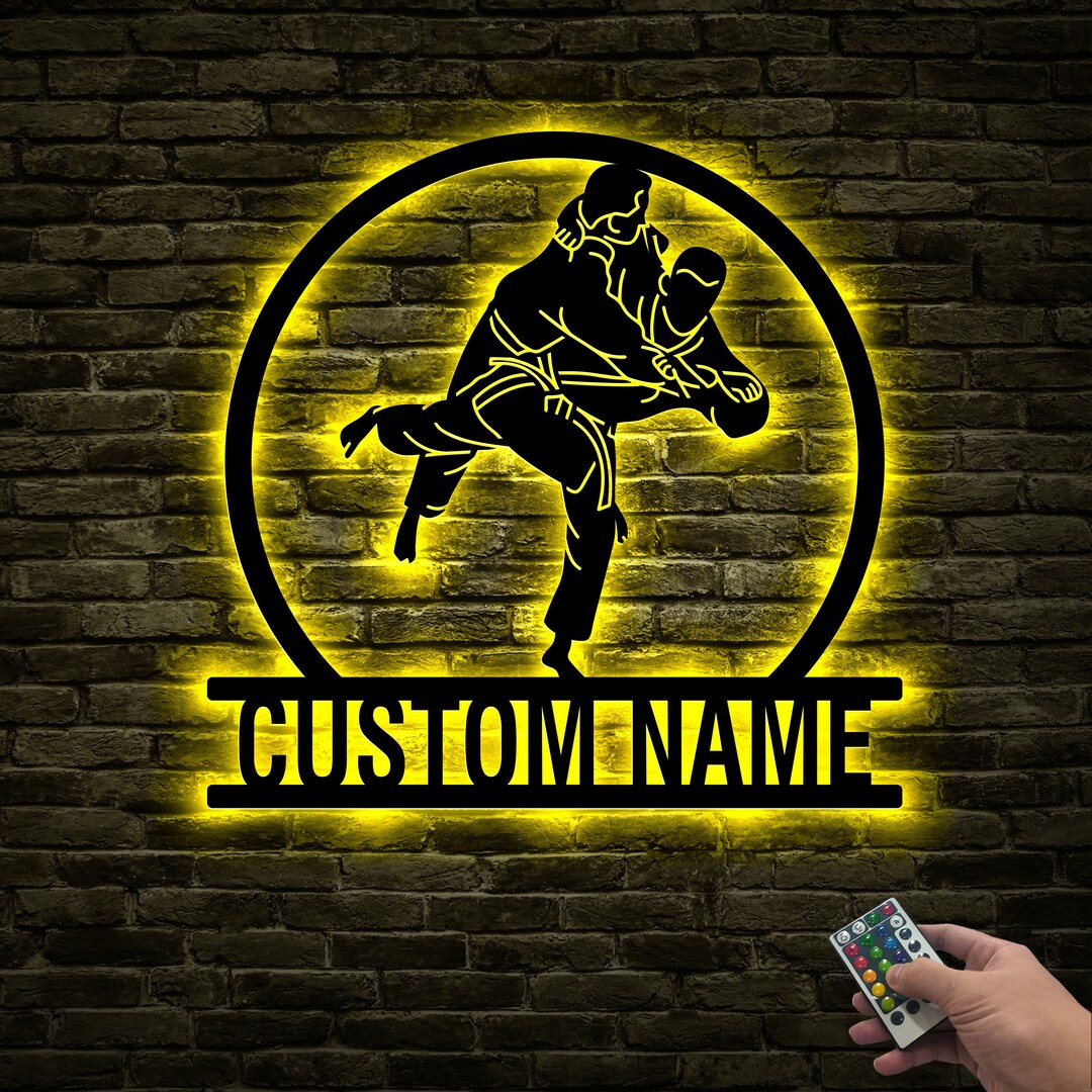 Personalized Judo Sport Metal Wall Art With Led Lights, Martial Arts ...