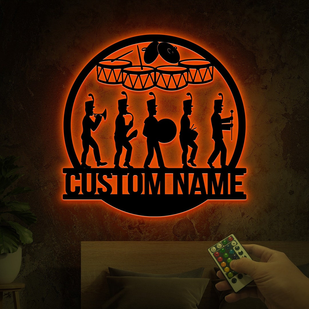 Marching Band Sign Metal Led Light, School Name Sign, School Band Gift ...