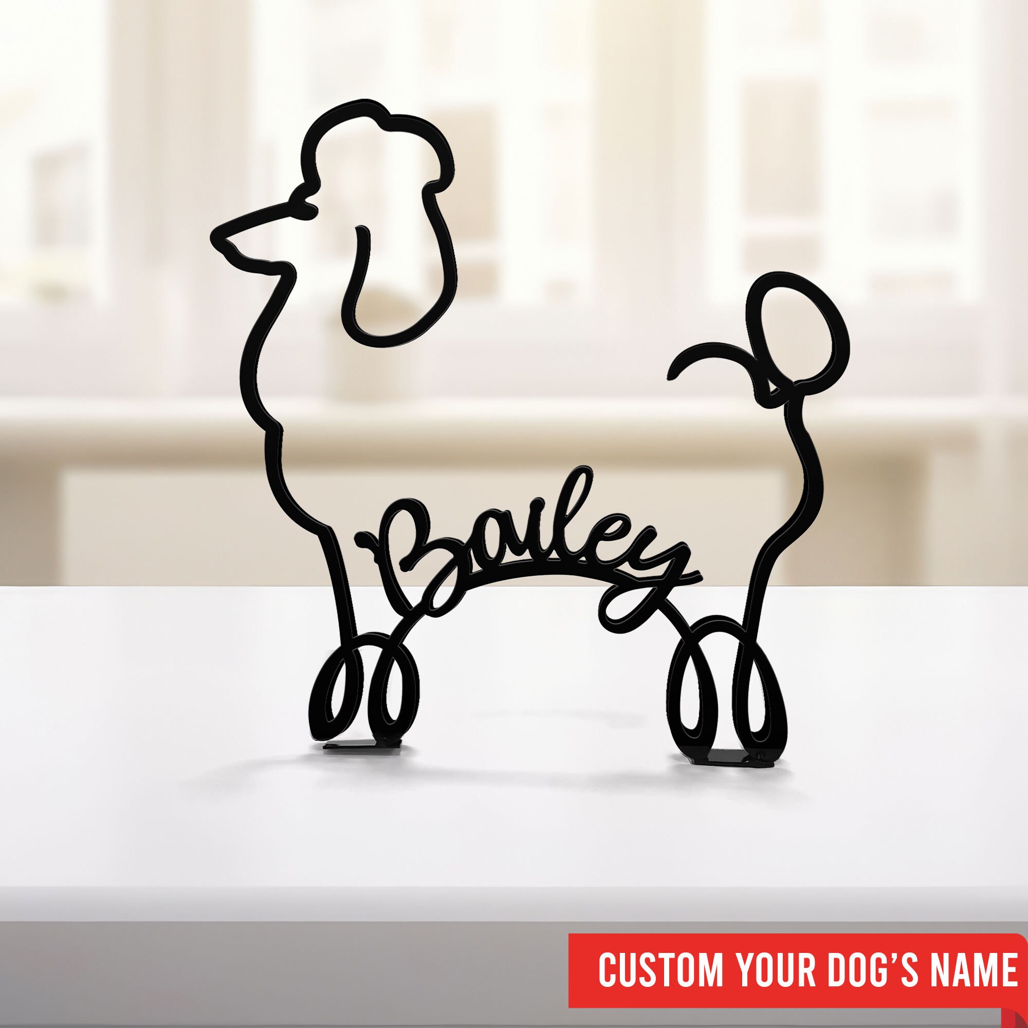Personalized Poodle Metal Table Sign, Minimalist Sculpture, Dog Lover ...