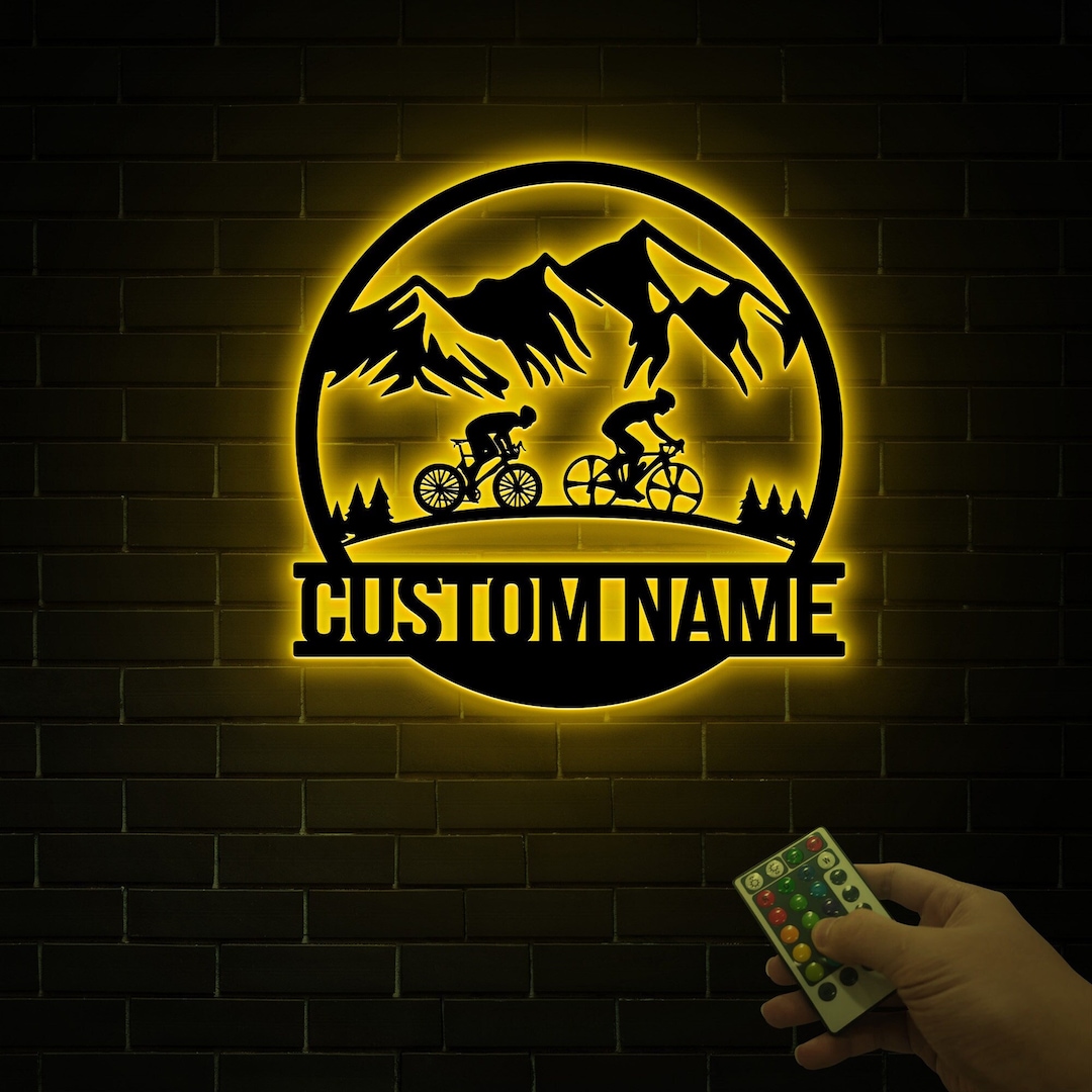 Metal Cycling Sign Led Light, Cycling Gifts Xmas Birthday Gift for ...