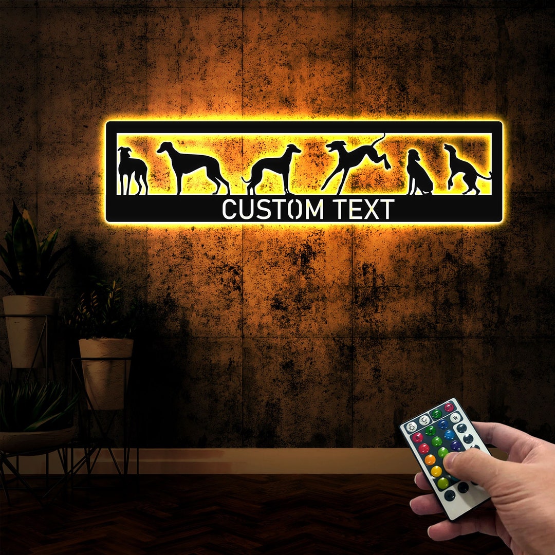 Personalized Greyhound Dog Metal Wall Art With Led Lights, Greyhound ...