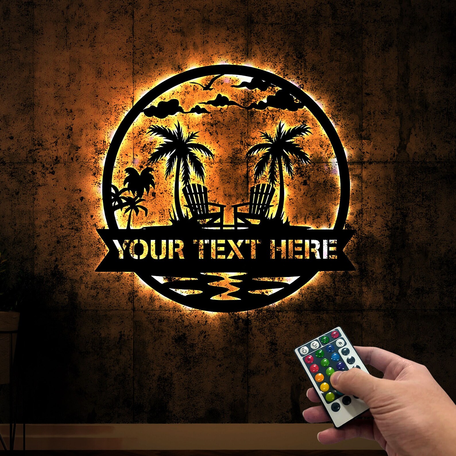 Personalized Metal Palm Beach Sign With Lights Custom - Etsy