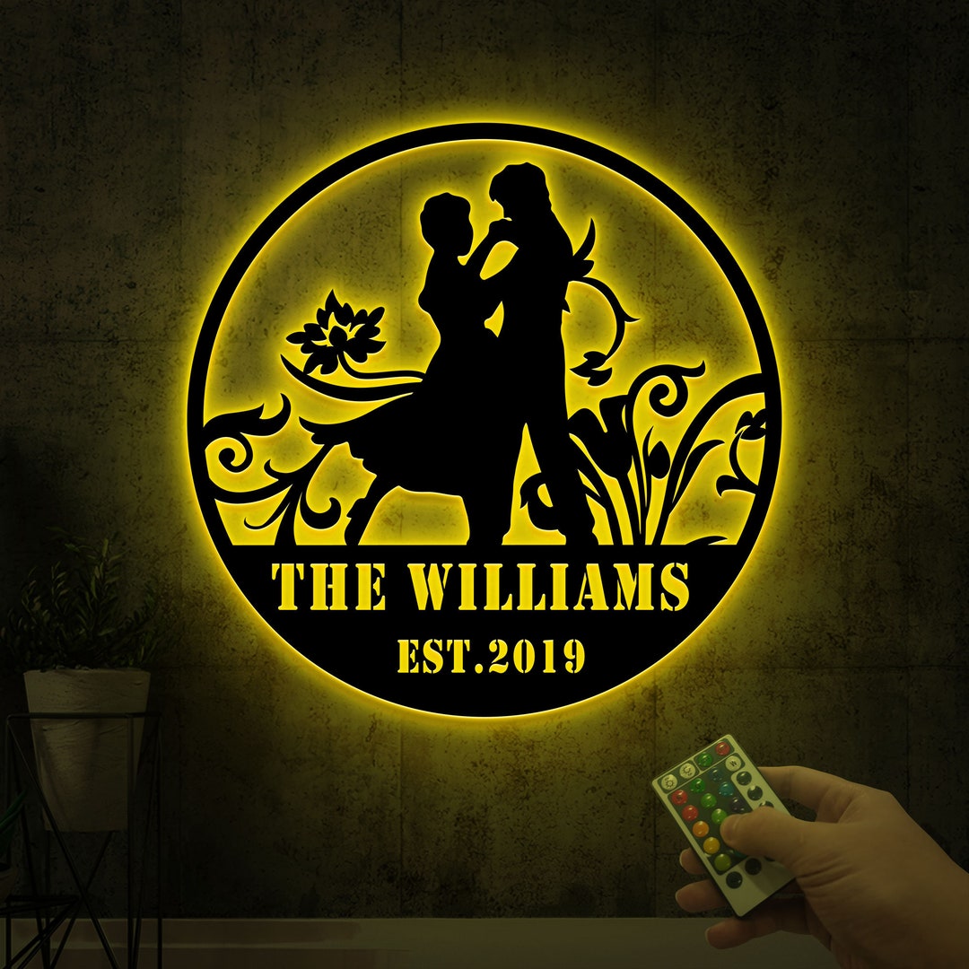 Custom Dancesport LED Sign, Ballroom Dancing Metal Wall Art, Couple ...