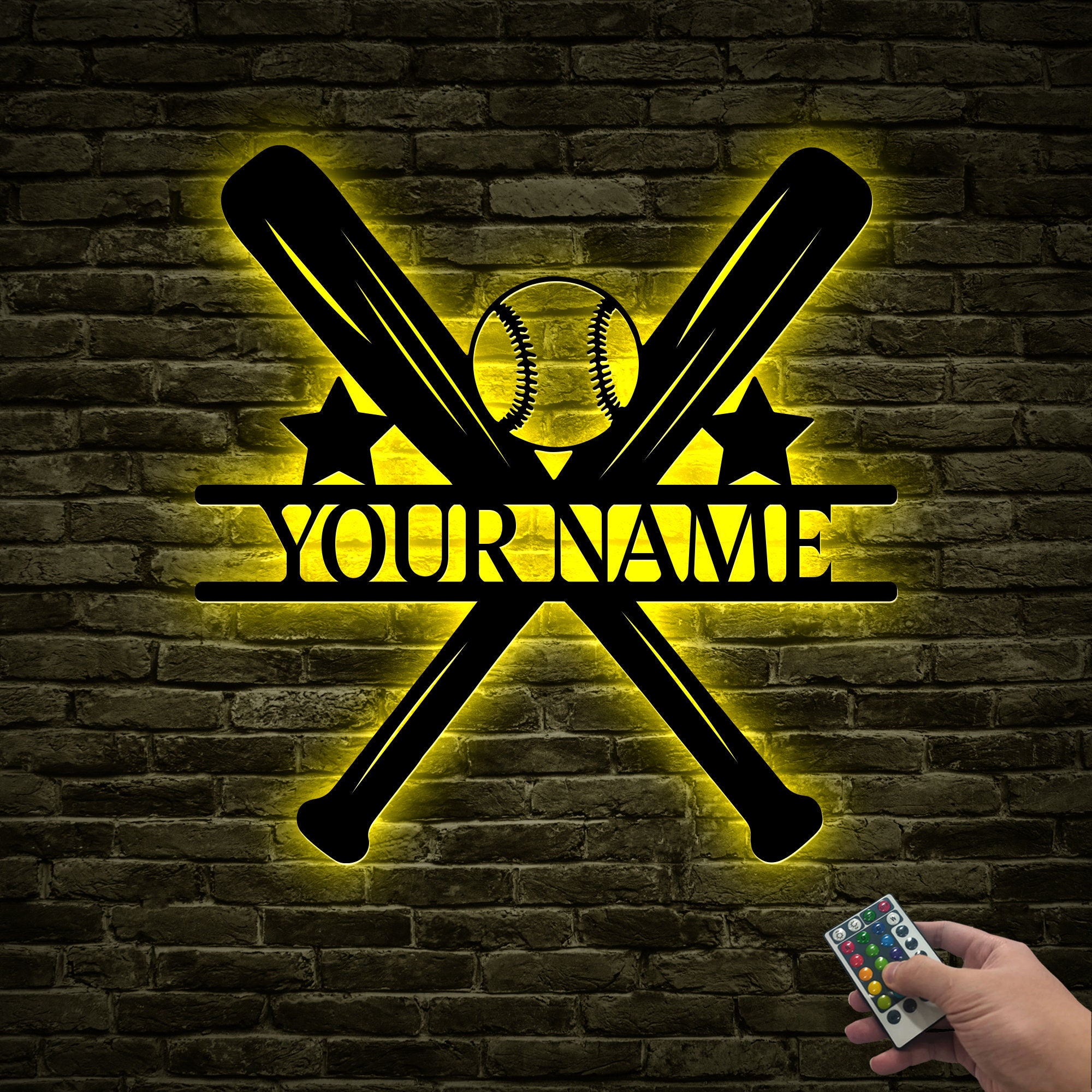 Personalized Baseball Swing Bat Metal Wall Art With Lights - Etsy