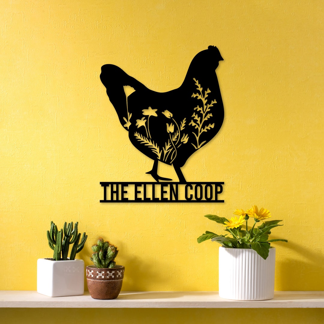 Personalized Floral Chicken Farm Sign With Lights, Hen House Decor ...