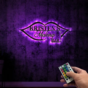 Personalized Makeup Bar Sign With Led Lights, Beauty Room Decor, Makeup ...