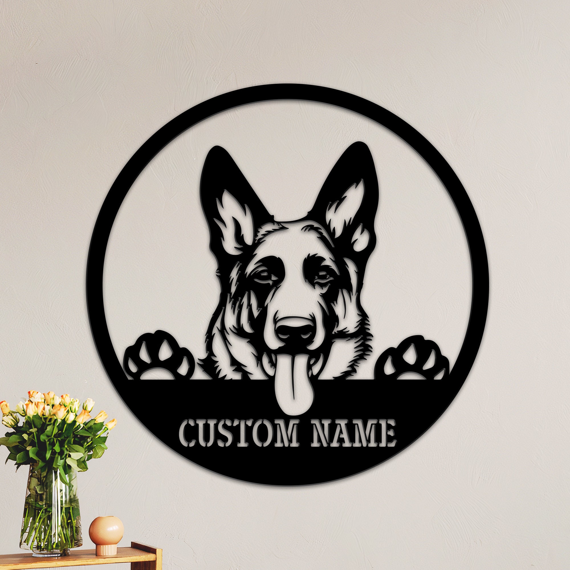 German Shepherd Metal Wall Art With Led Light German Shepherd - Etsy