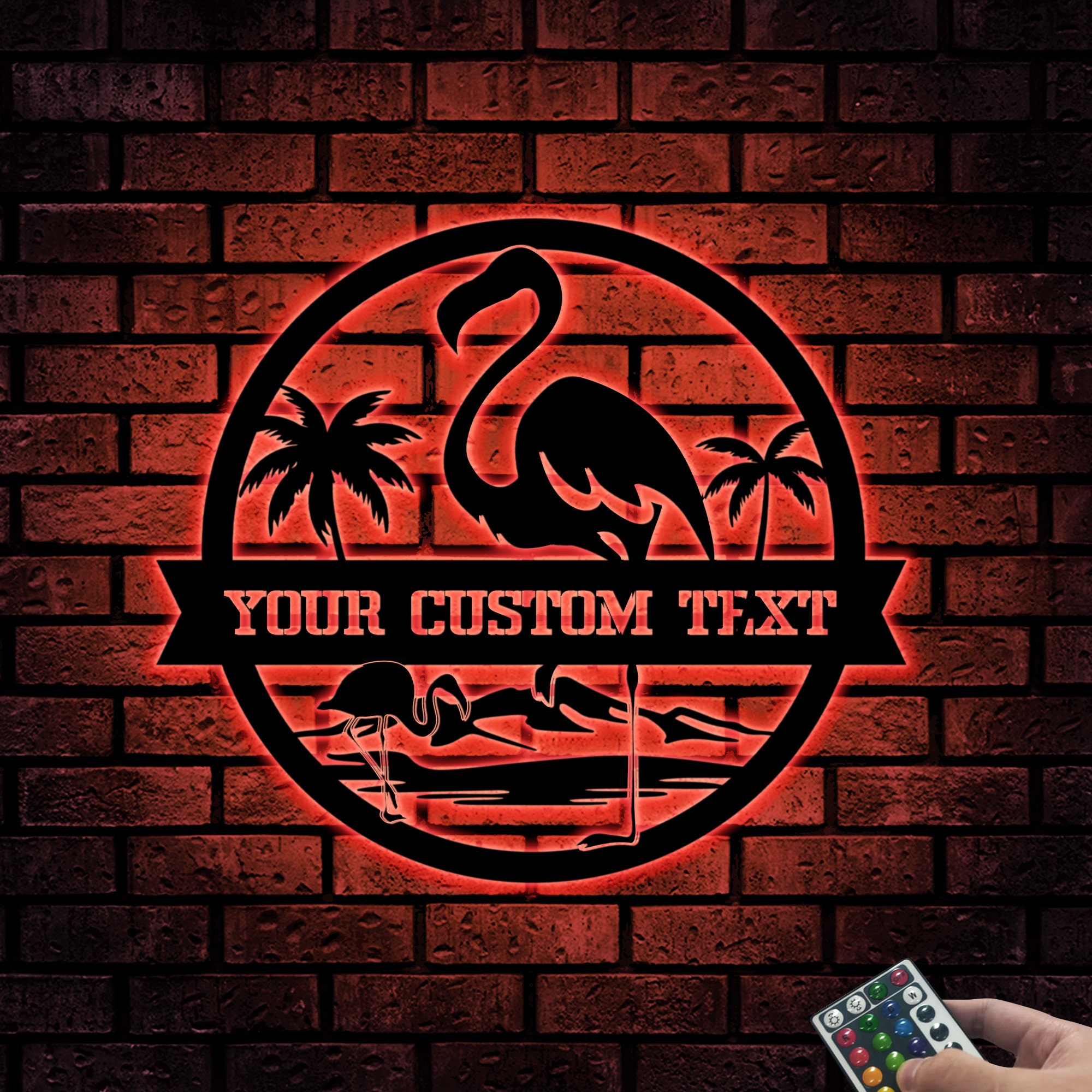 Flamingo Monogram Sign With Led Lights Personalized Family - Etsy