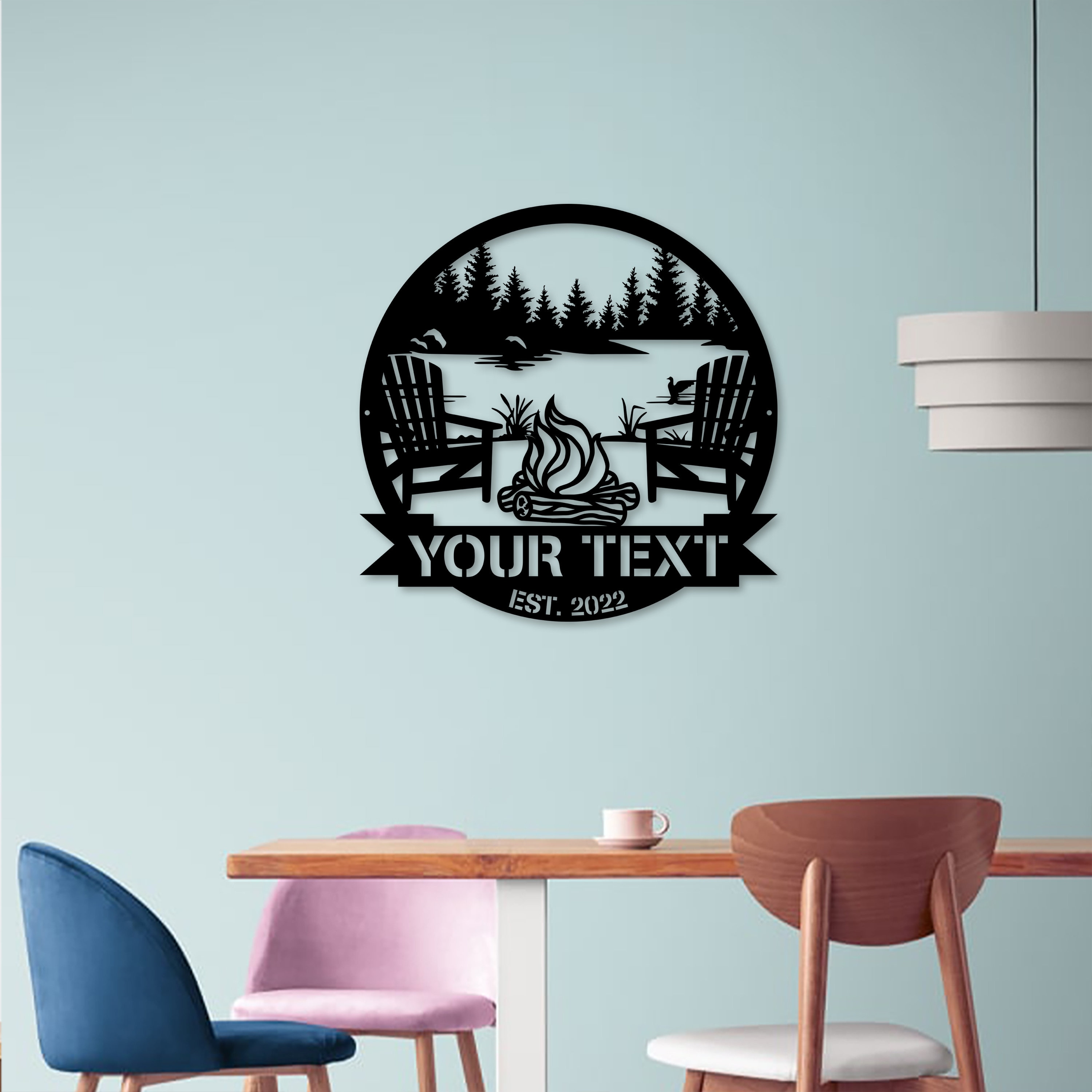 Campsite Monogram Lake Scene Metal Wall Personalized Wild - Etsy