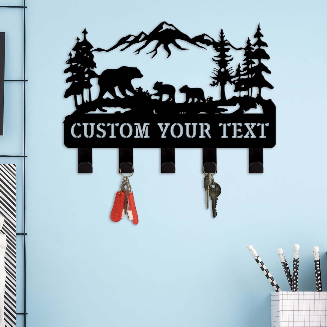Bear Family Key Holder for Wall, Metal Key Holder, Custom Key Rack ...