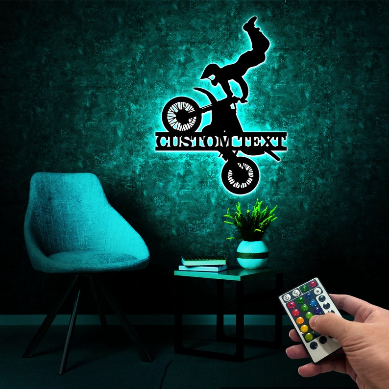 Personalized Dirt Bike LED Sign, Custom Name Metal Wall Art - Etsy