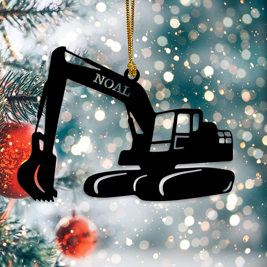 Personalized Excavator Ornament for Kids, Custom Name of Child Ornament ...