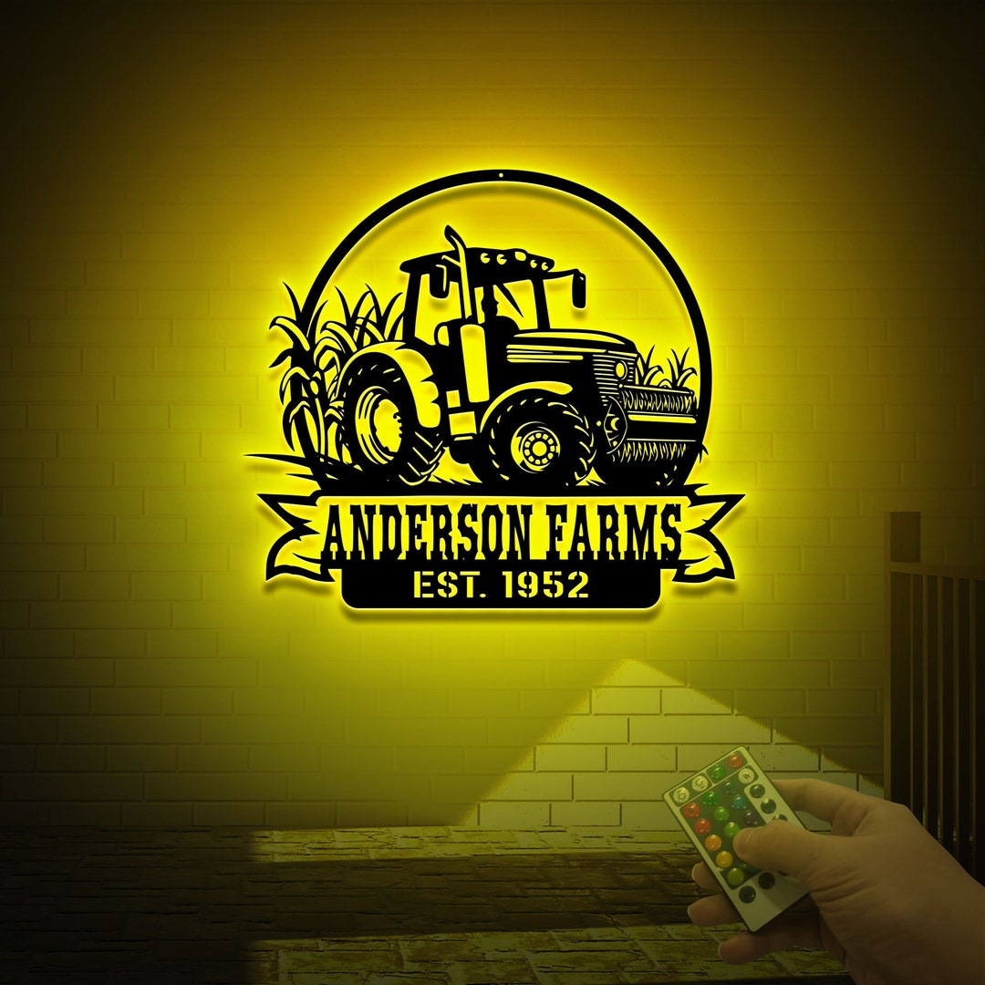 Personalized Tractor Metal Sign With Led Lights, Farmer Gift, Father's ...