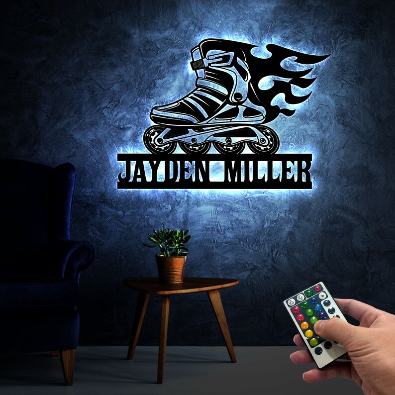 Personalized Roller Blade Christmas Metal Wall Art With Led Lights ...