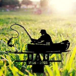 Personalized Fishing Memorial Stake Metal, Father's Day Outdoor Garden ...