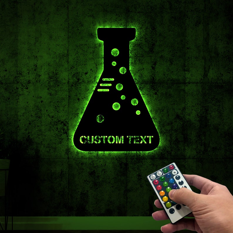 Personalized Science Beaker Metal Wall Art With Led Lights - Etsy