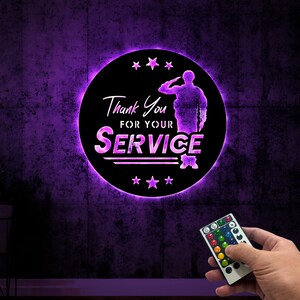 Thank You for Your Service Metal Wall Art With Led Lights, Proud ...