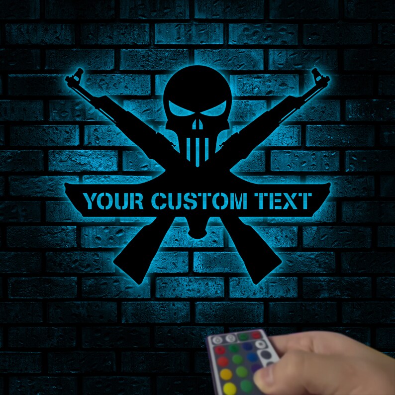 Personalized Monogram Skull Gun Sign Led Lights 2nd Amendment - Etsy