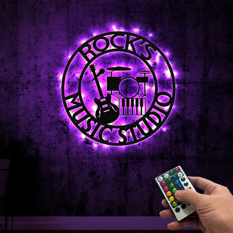 Personalized Musical Instruments Metal Wall Art With Led - Etsy