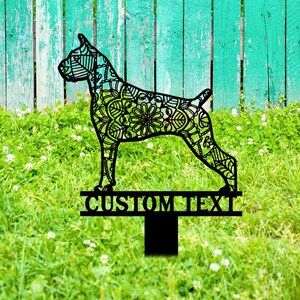 Custom Boxers Dog Stake Metal, Zentangle Metal Yard Art, Dog Garden ...
