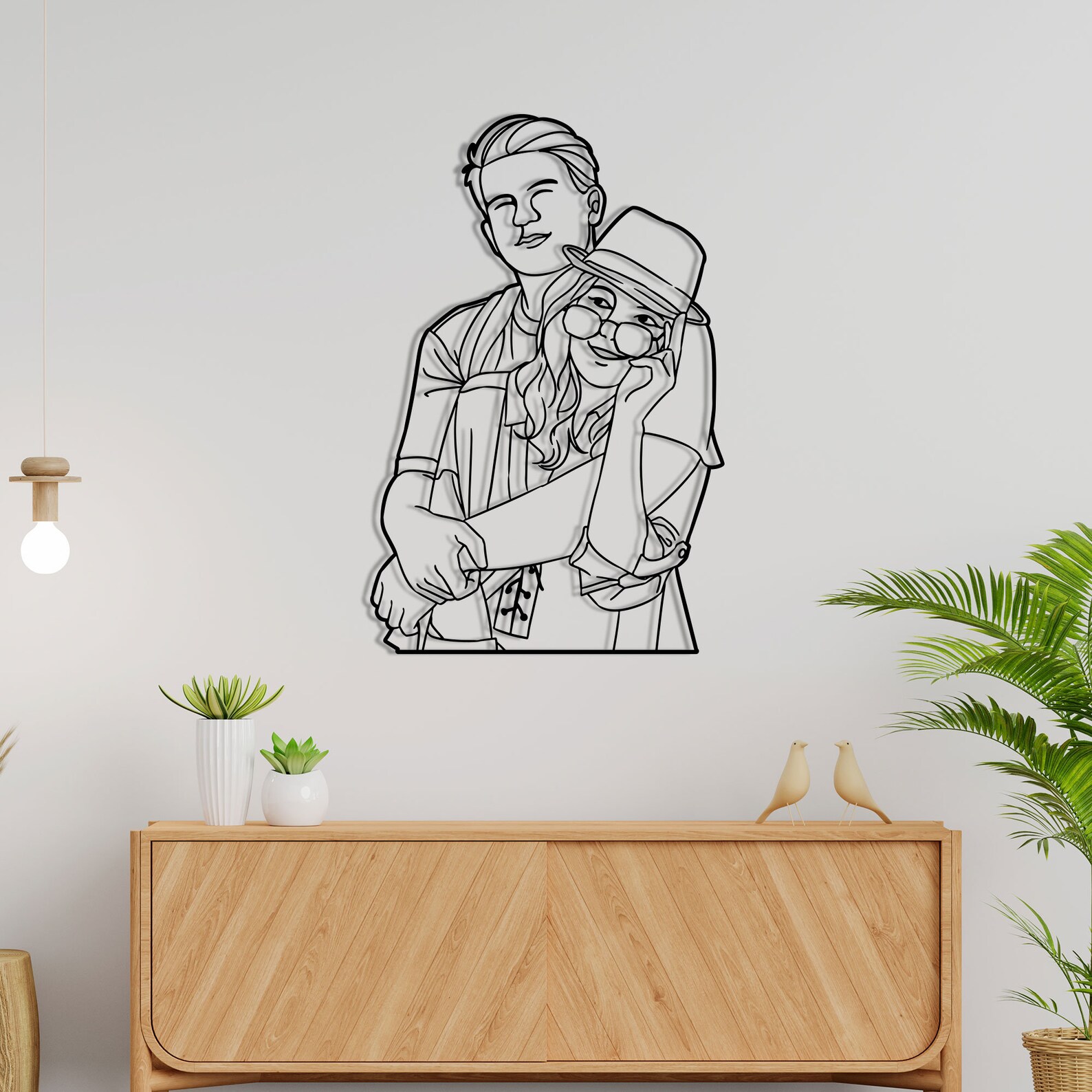 Custom Couple Portrait Metal Line Art, Couple Minimalist Line Art, Gift ...