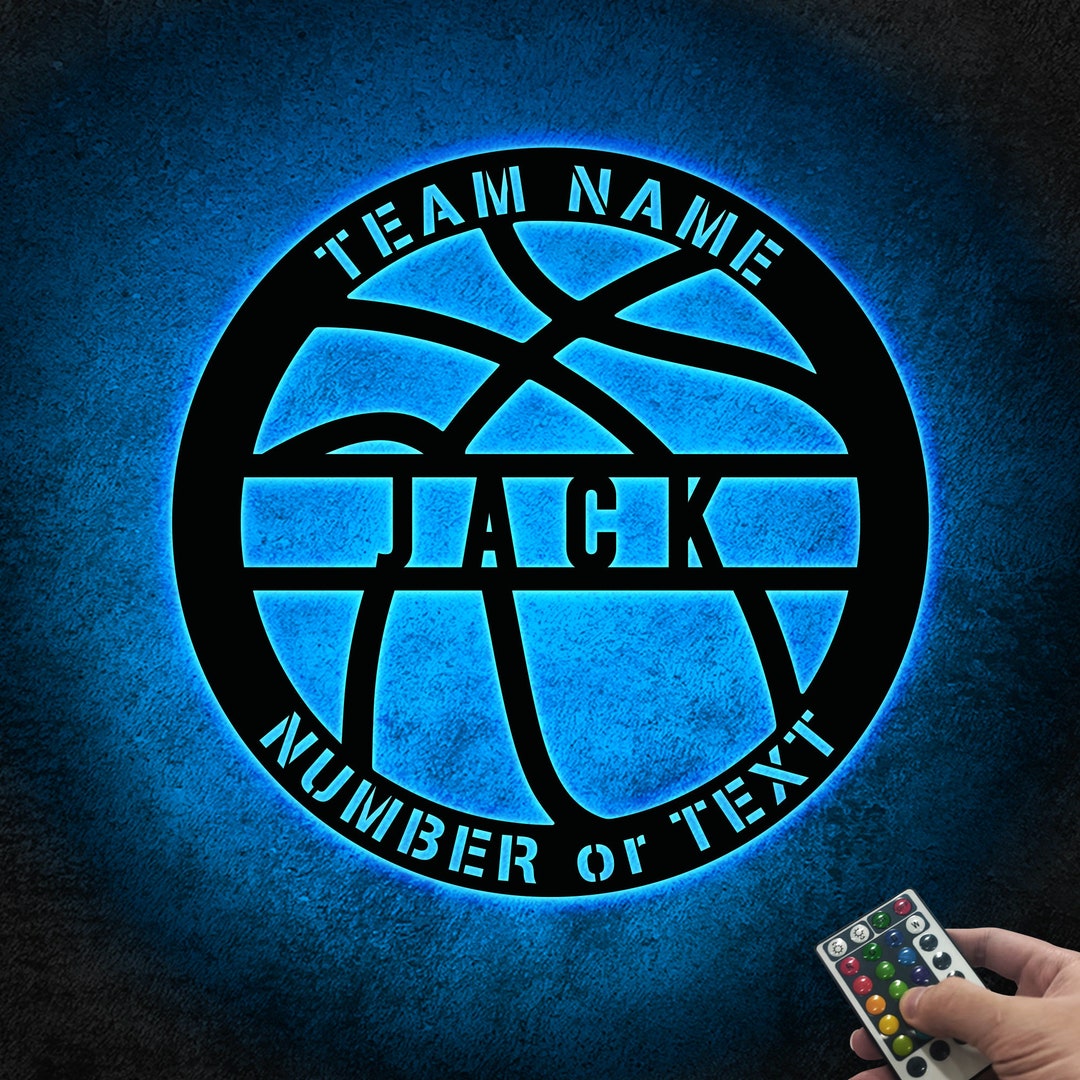 Personalized Basketball Metal Wall Art With Lights, Custom Sport Team ...