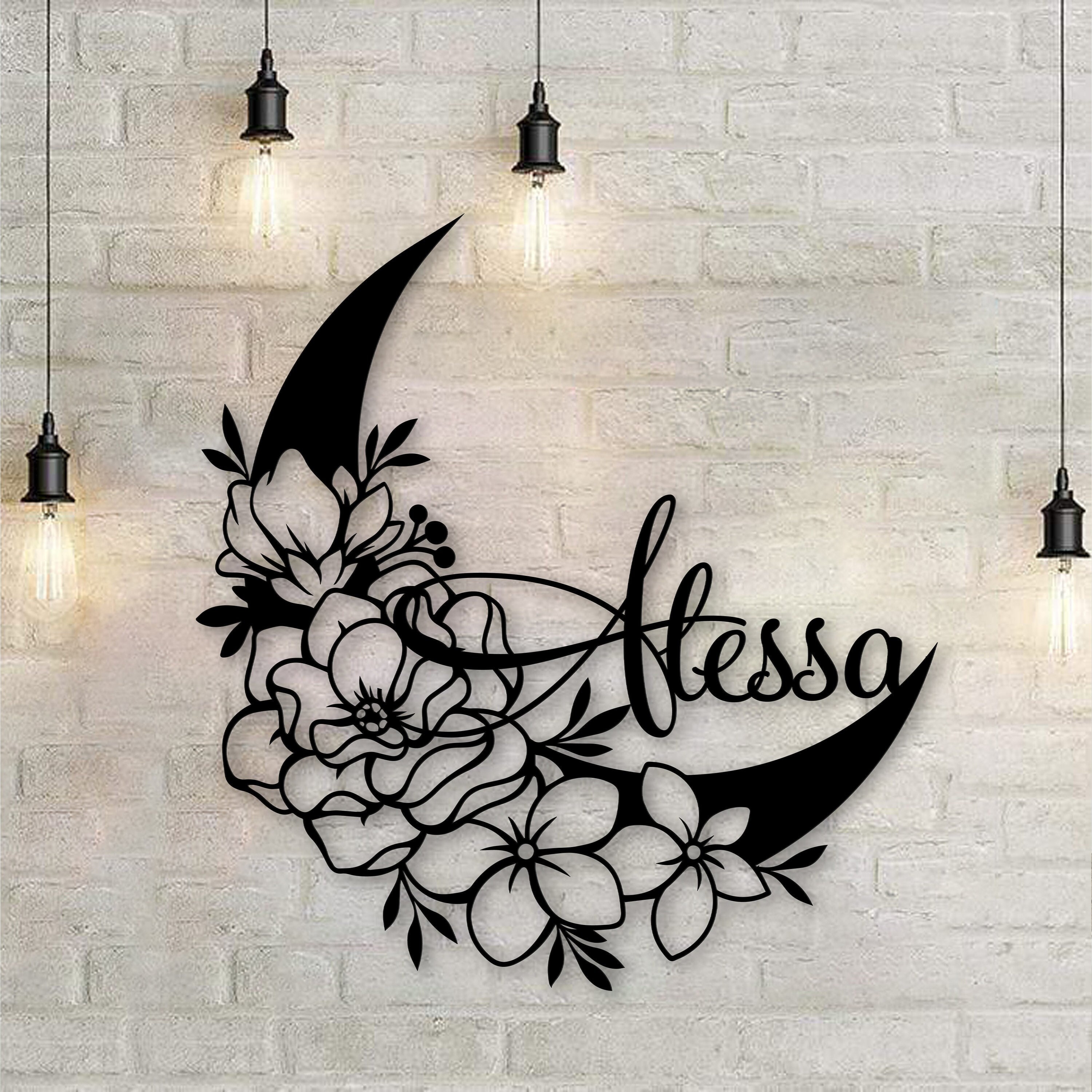 Custom Metal Name Personalized Moon Metal Sign Moon Name - Etsy