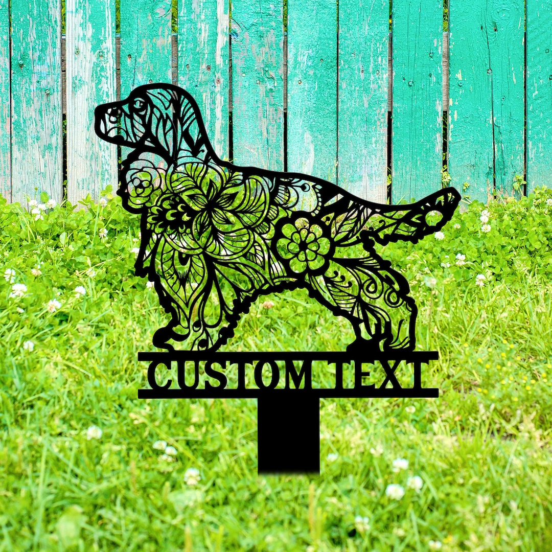 English Cocker Spaniel Mandala Garden Stake Metal, English Cocker ...