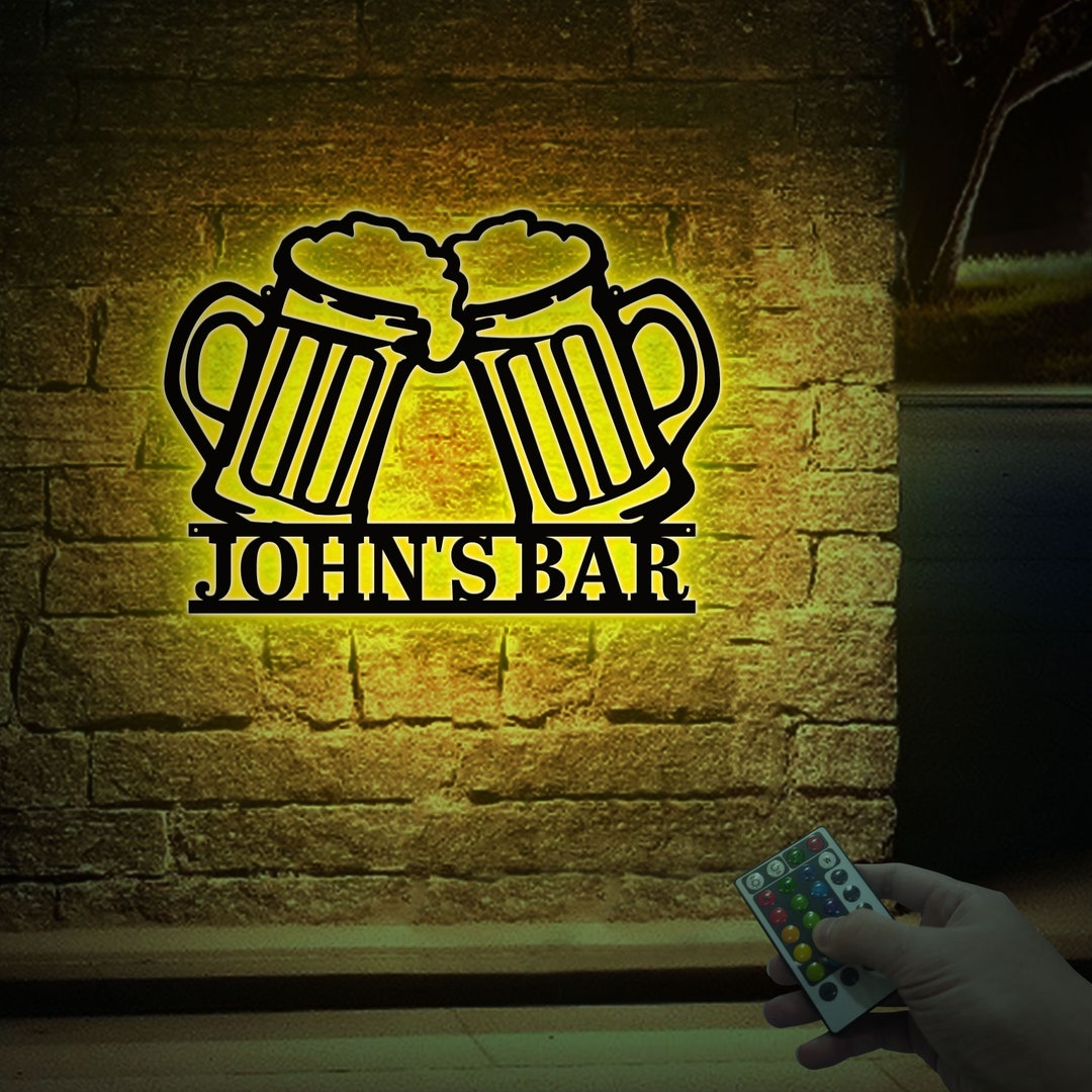 Personalized Beer Sign With Light Beer Zone Pub Club Decor Outdoor Wall ...