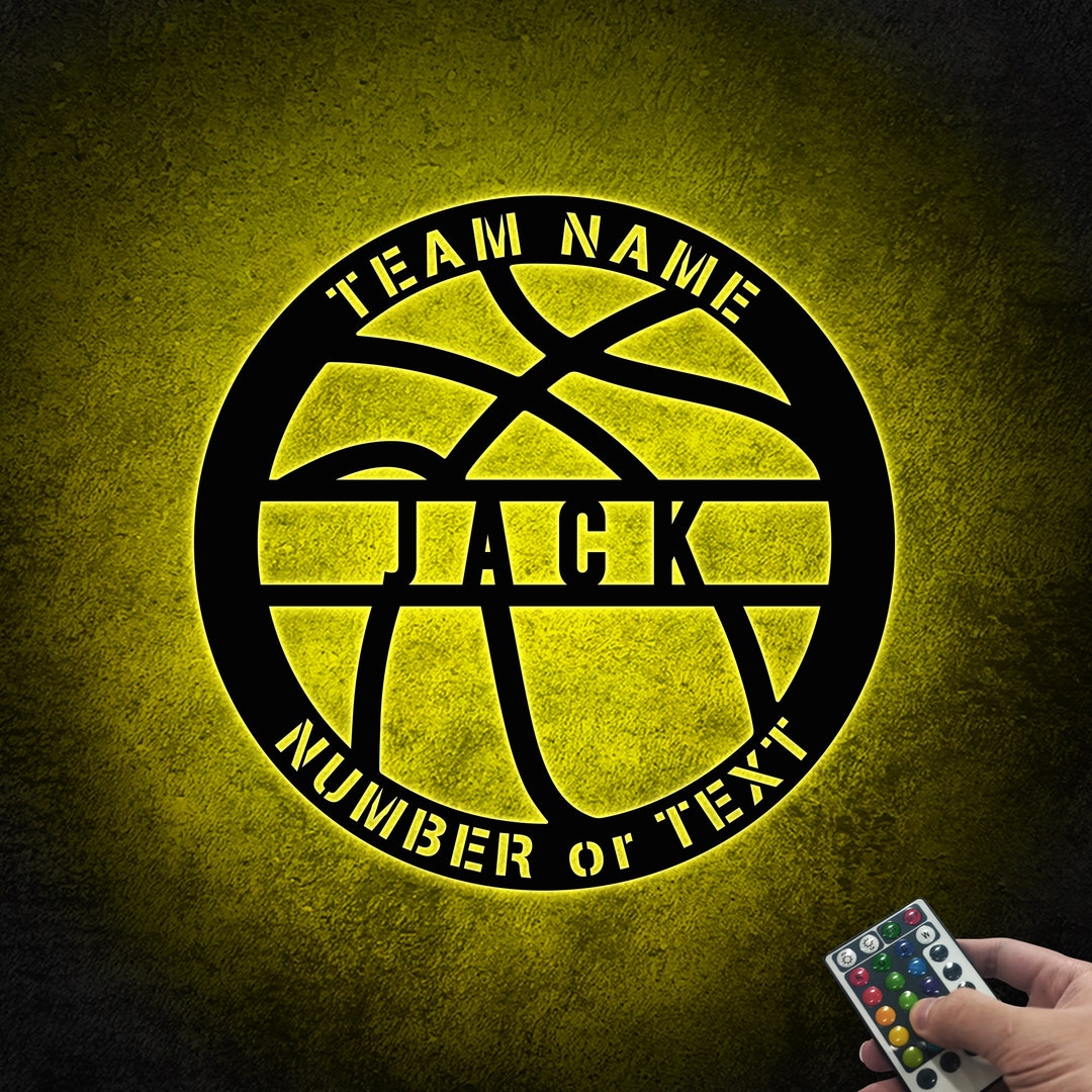 Personalized Basketball Metal Wall Art With Lights, Custom Sport Team ...
