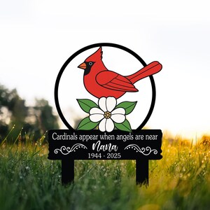 Custom Cardinal Metal Garden Sign With Stakes, Mother's Day Remembrance ...